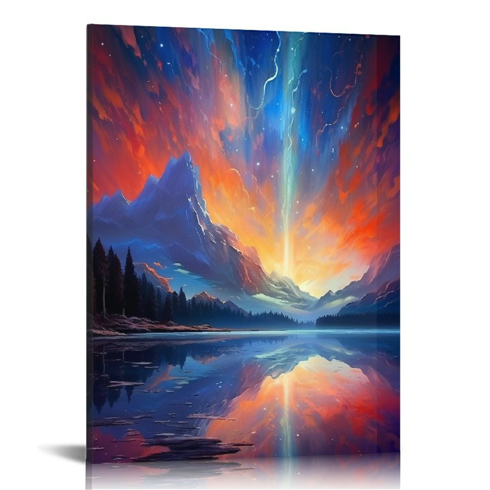 COMIO Beautiful Red and Blue Night Sky Fine Art Print Wall Art ...