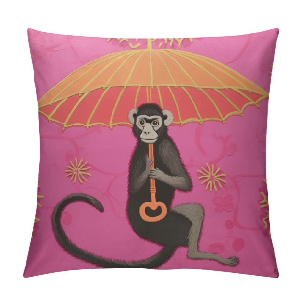COMIO Beautiful Vintage Monkey with Floral Throw Pillow Covers Case ...
