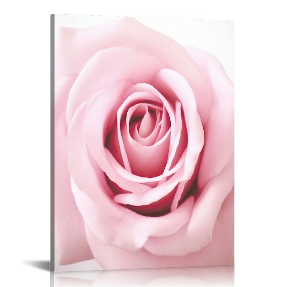 COMIO Bedroom Decor for Women Light Pink Rose Decor Canvas Art Flower ...