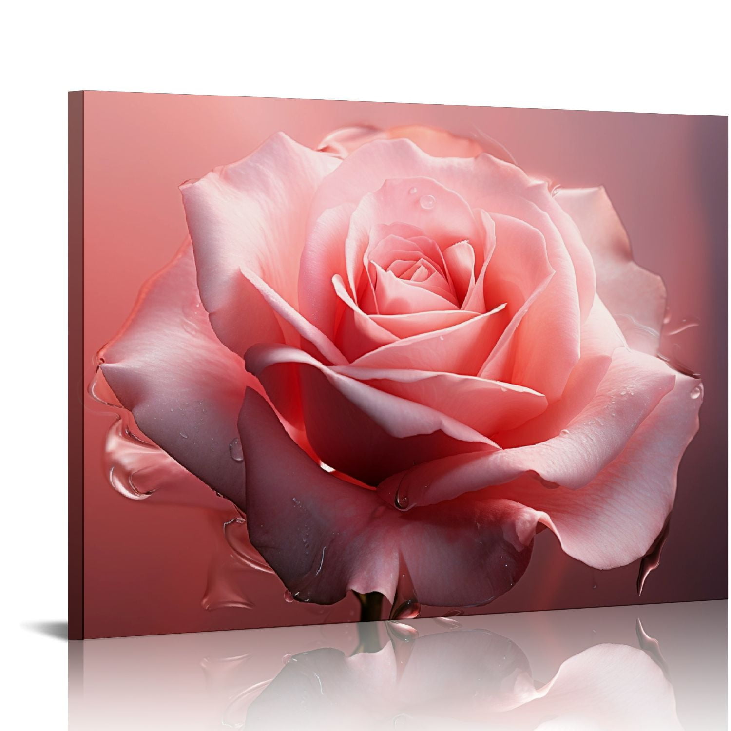 COMIO Bedroom Decor for Women Light Pink Rose Decor Canvas Art Flower ...