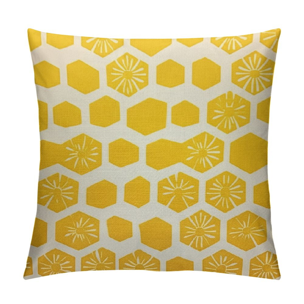 COMIO Bee Honeycombs Throw Pillow Cover Yellow and White Abstract ...