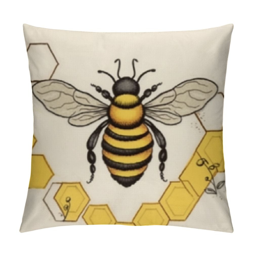 COMIO Bee Kind Throw Lumbar Pillow Cushion Case Honeybee Spring Summer ...
