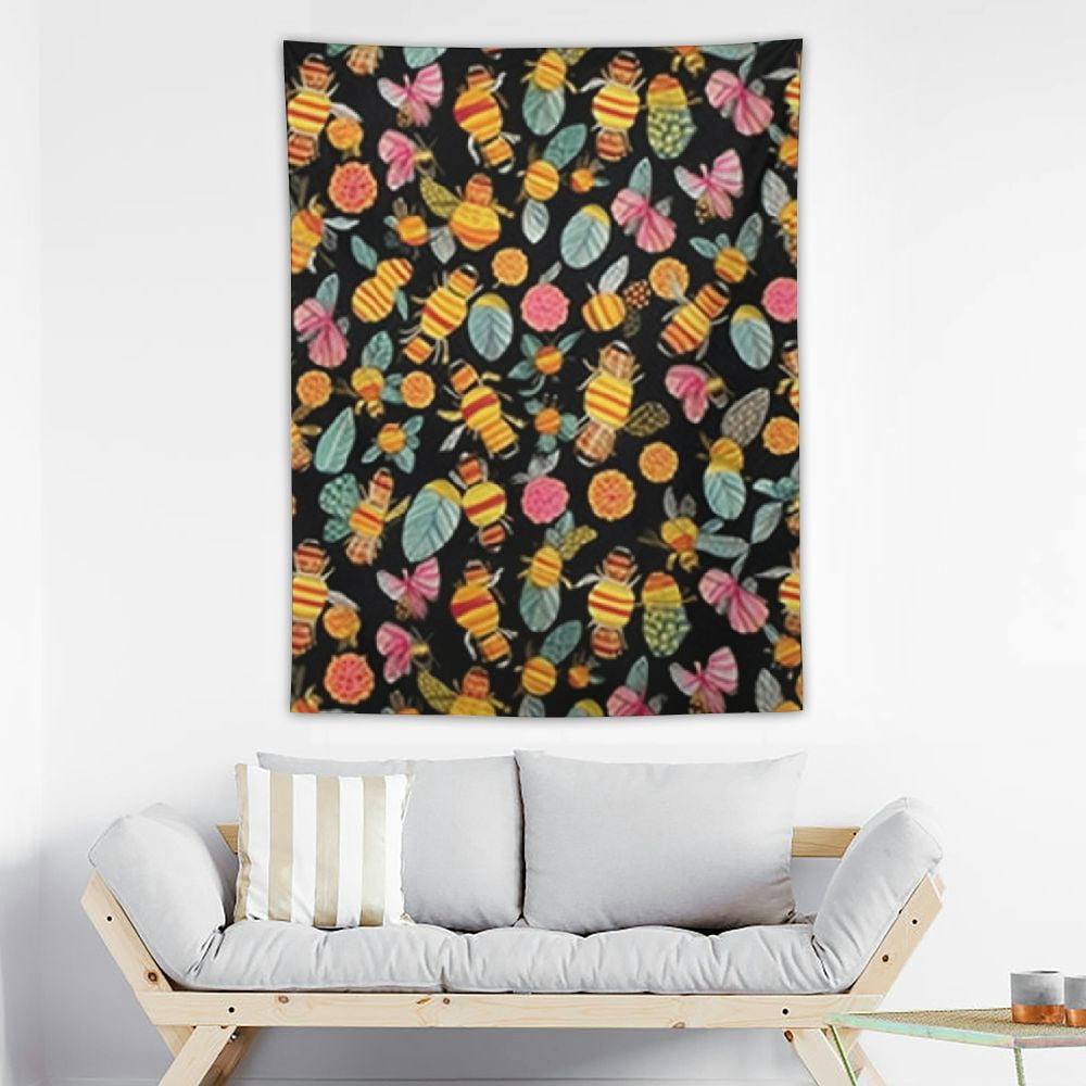 COMIO Bee Tapestry, Graphic Summer Composition with Honeycomb Bees ...