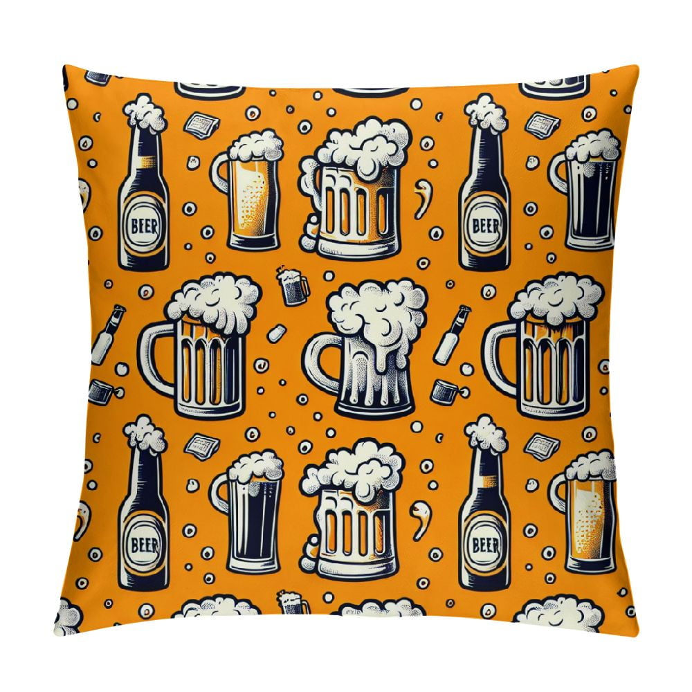 COMIO Beer Mugs Pillow Covers Decorative Throw Pillow Cover Soft Pillow ...