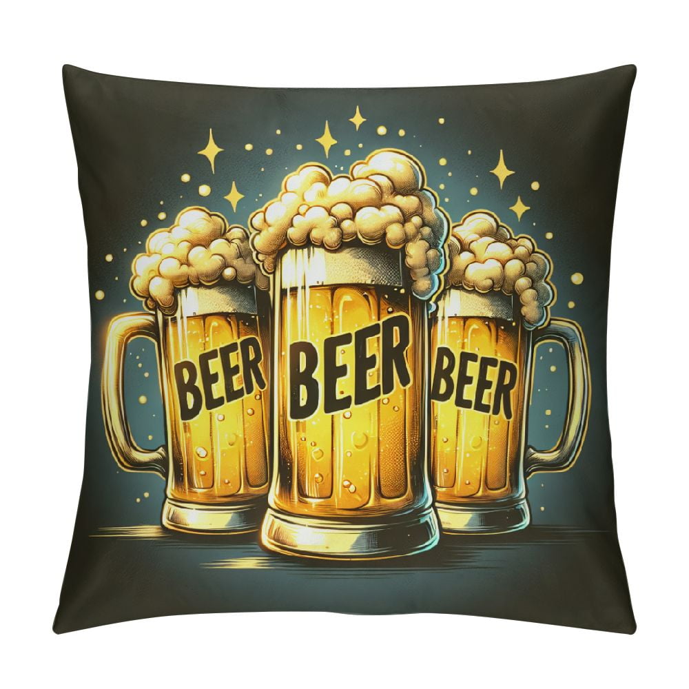 COMIO Beer Printing Throw Pillow Covers Bedding Throw Pillows ...