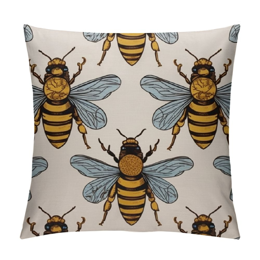 COMIO Bees Pillow Case,Decorative Throw Pillow Cover Honey Bee Pillow ...