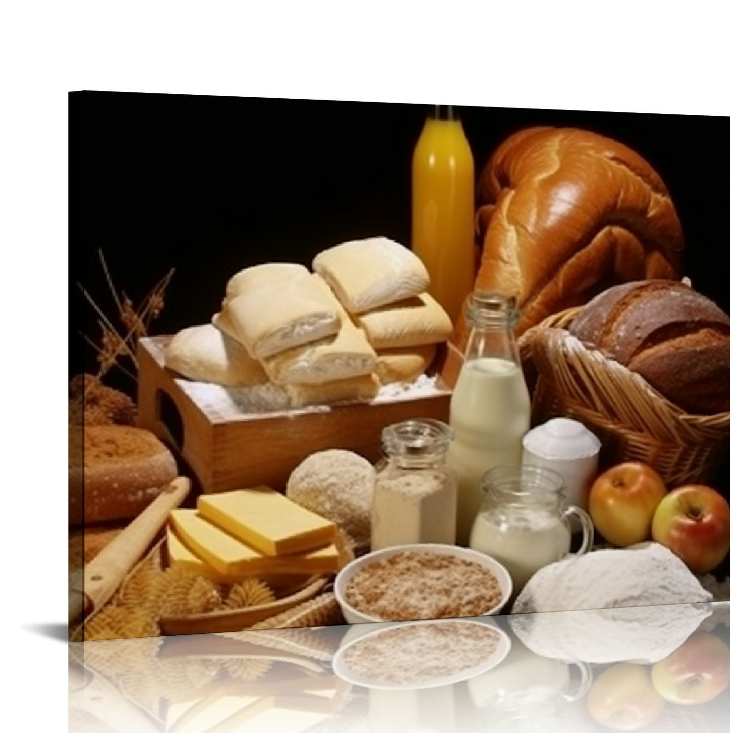 COMIO Big Bread Pictures Canvas Wall Art Wheat Flour Canvas Prints ...