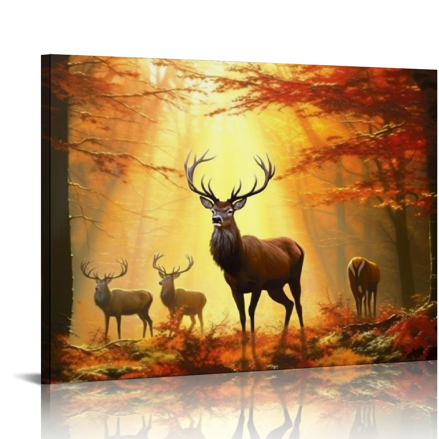 COMIO Big Buck Canvas Print - White Tail Bucks in Forest Wildlife Wall ...