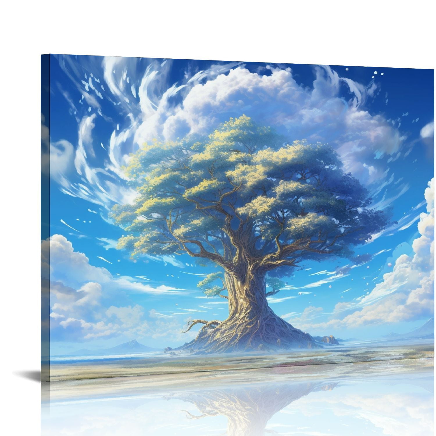COMIO Big Tree Wall Art, Blue Tree Nature Canvas Print Scenery Wall Art ...
