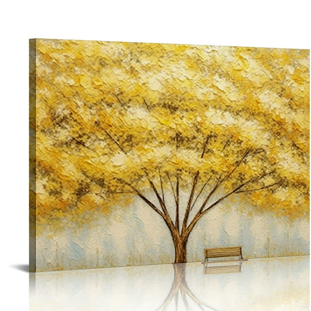 COMIO Big Tree of Life Canvas Wall Art Gold Leaves Tree Canvas Print ...
