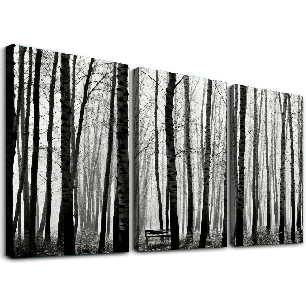 COMIO Birch Forest Canvas Wall Art for Living Room Wall Decor, Birch ...