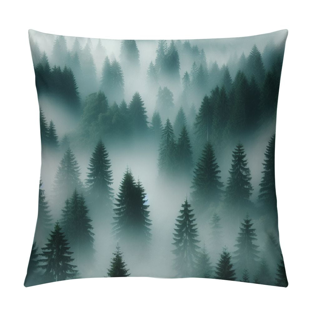 COMIO Birch Tree Throw Pillow Covers, Olive Green Summer Forest Nature ...
