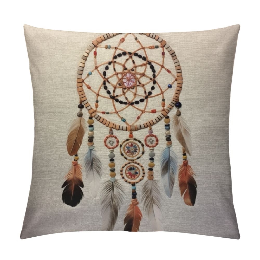 COMIO Bird Catcher Throw Pillow Cover Watercolor Dream Catcher Feather ...