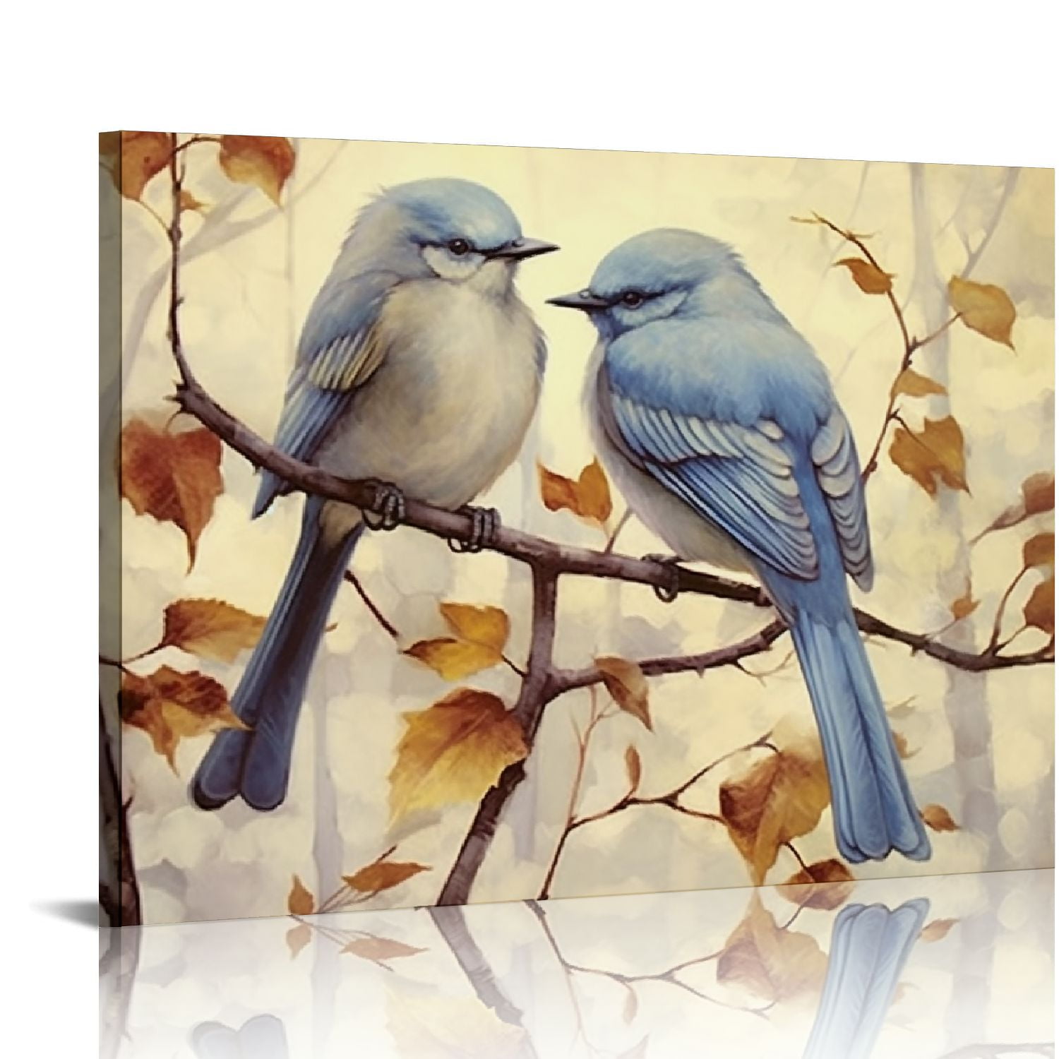 COMIO Bird Wall Art Canvas Little Blue Birds Wall Decor Love Birds ...