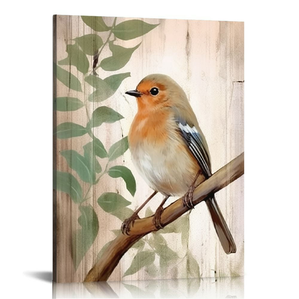 COMIO Birds Canvas Wall Art for Bathroom Decor Cute Watercolor Bird ...