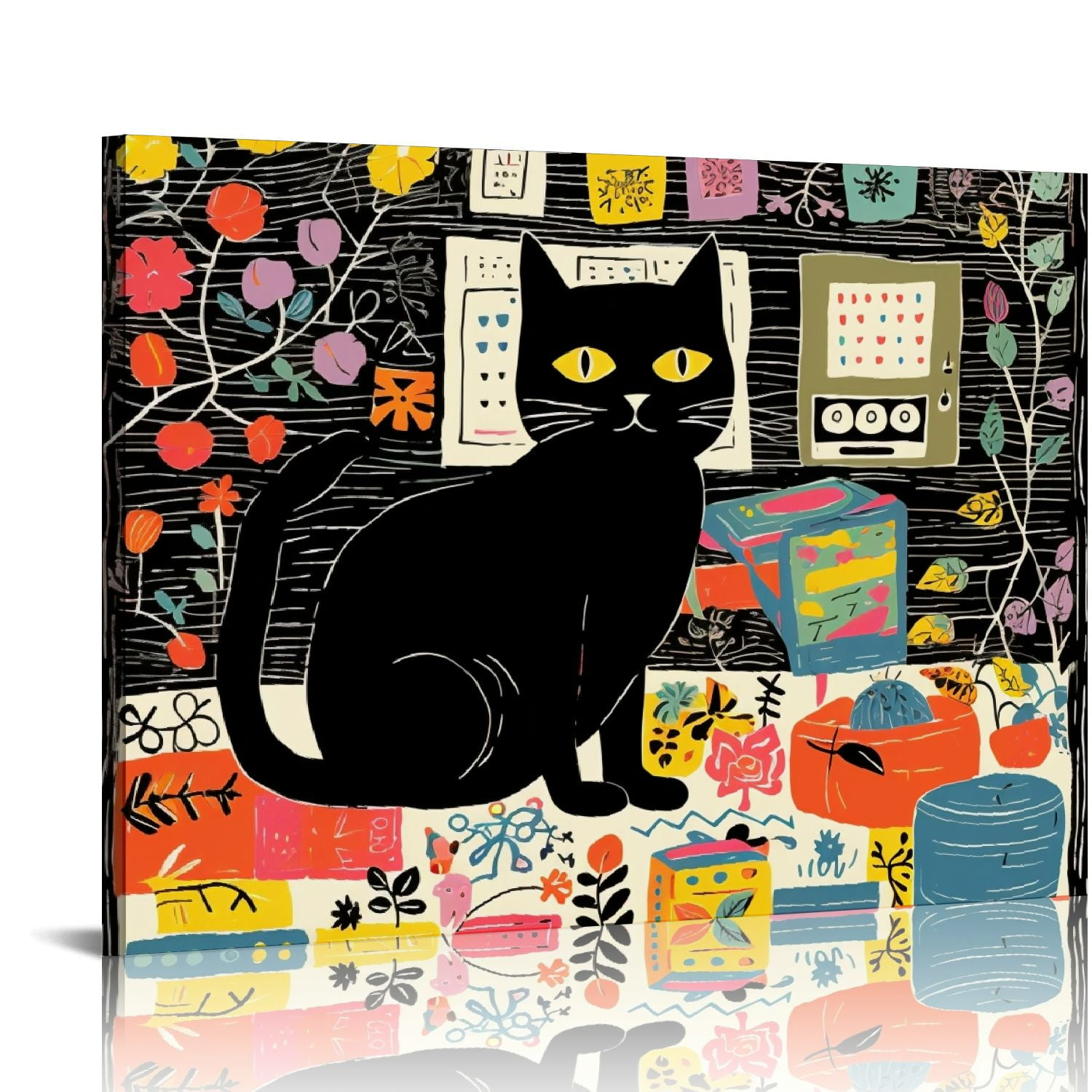 COMIO Black Cat Bathroom Art Prints,Funny Pet Cat In Bath and On Toilet ...