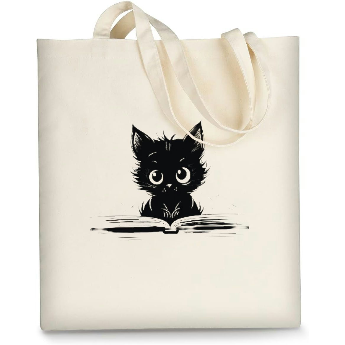 COMIO Black Cat Laying on a Book (3) Canvas Tote Bag for Women Large ...