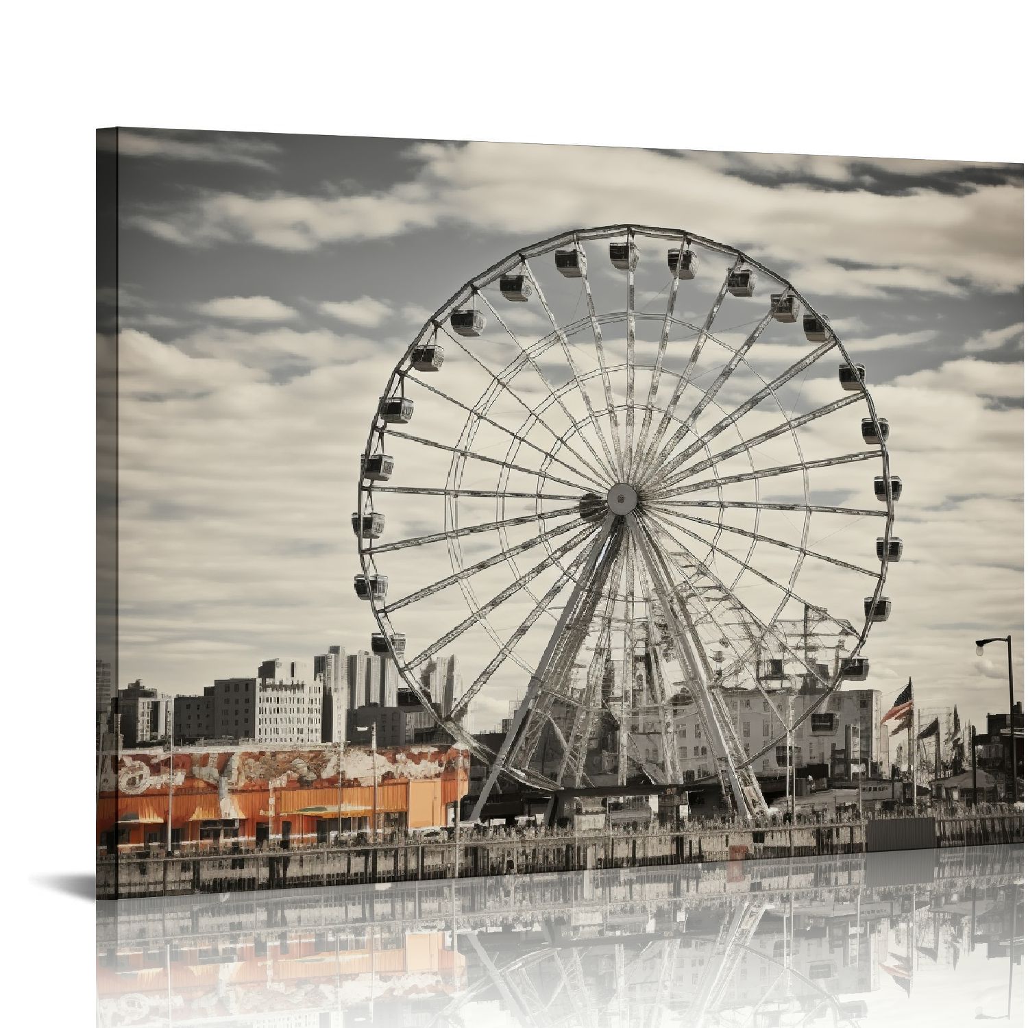 COMIO Black Ferris Wheel Canvas Posters And Prints Wall Art Painting ...