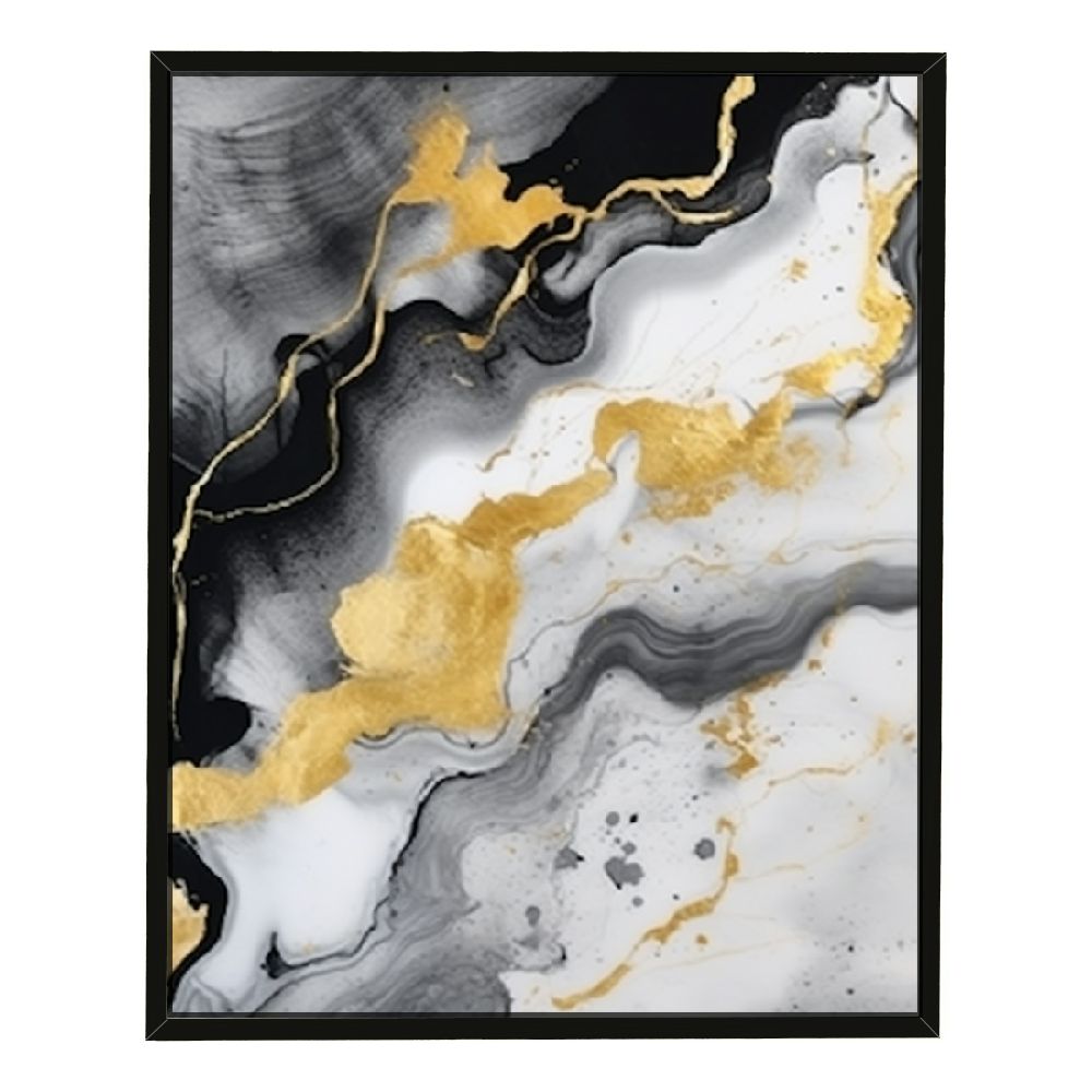 COMIO Black and Gold Marble Canvas Wall Art Abstract Marble Painting ...