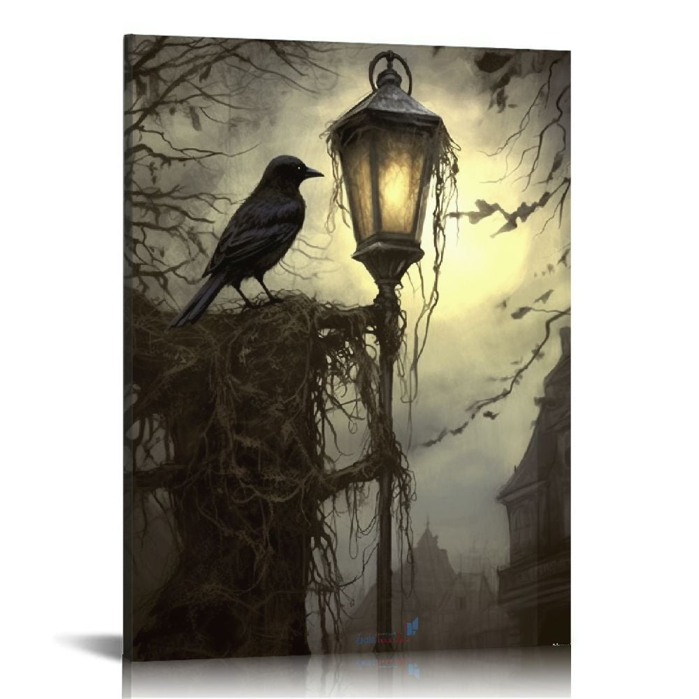 COMIO Black Raven Wall Art Retro Animal Wall Prints Gothic Crow ...