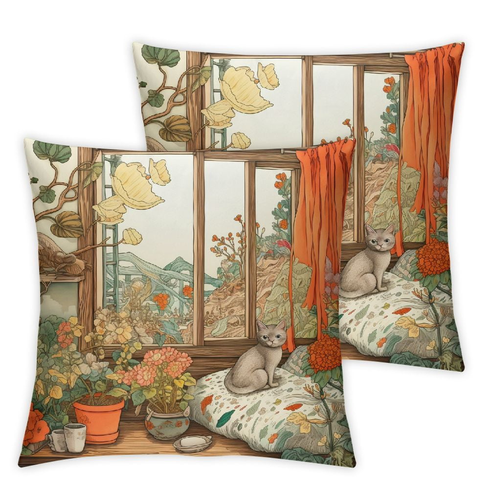 MLJA Throw Pillow Covers Set of 2 Chic Vintage Pillow Cover Retro ...