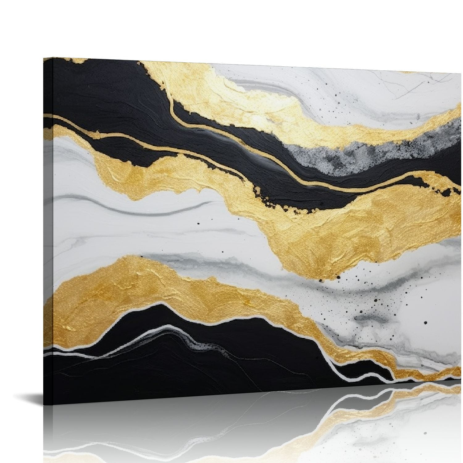 COMIO Black and White Abstract Canvas Wall Art Modern Light Luxury Artwork for Walls, Handmade ...