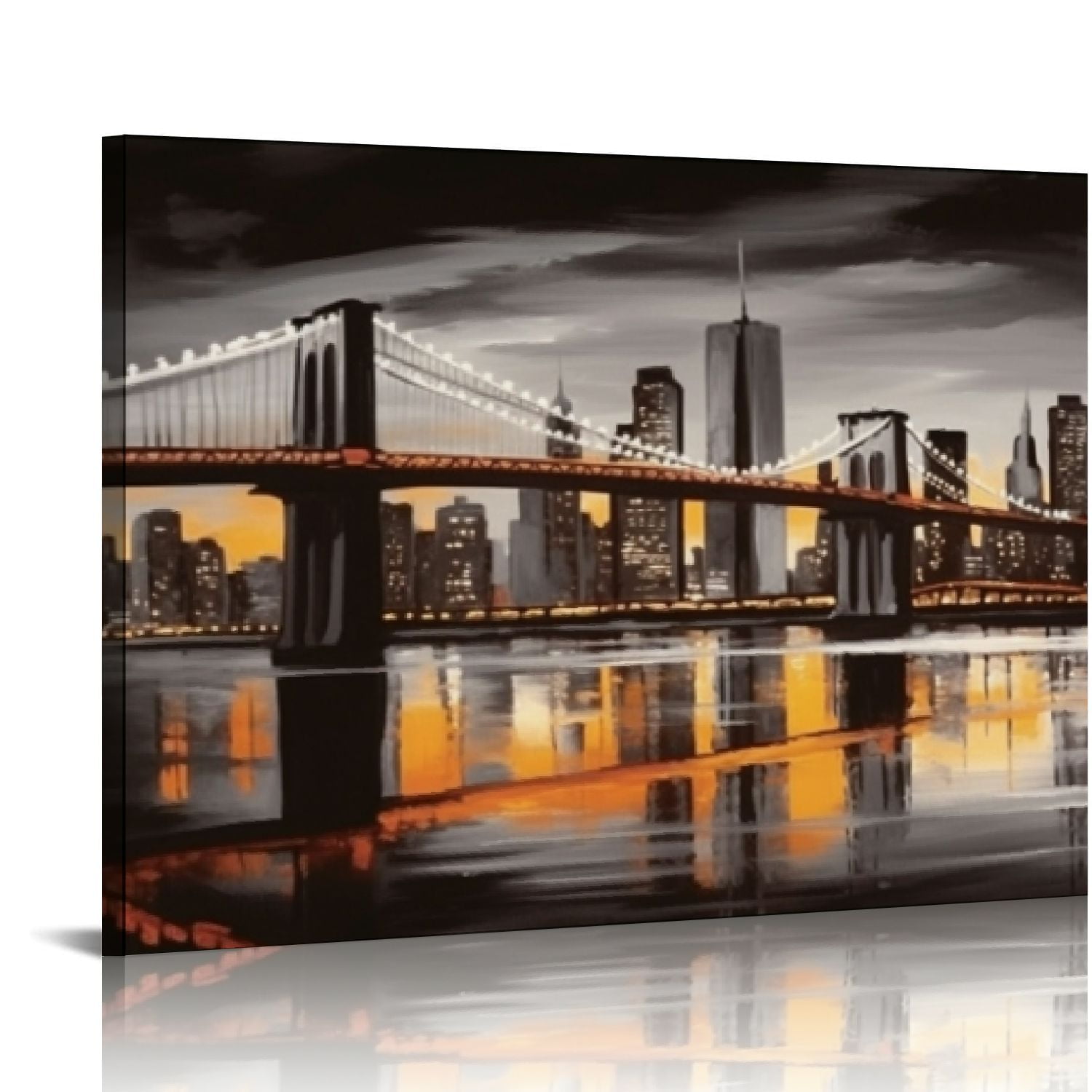 COMIO Black and White Brooklyn Bridge Wall Art New York Cityscape ...