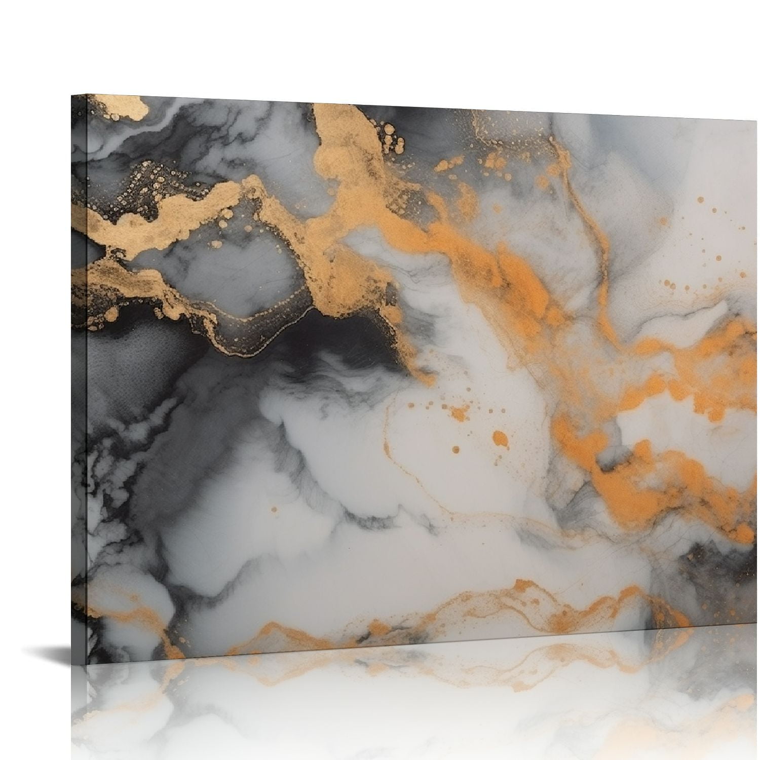 COMIO Black White and Gold Marble Wall Art Abstract Black and Gold ...