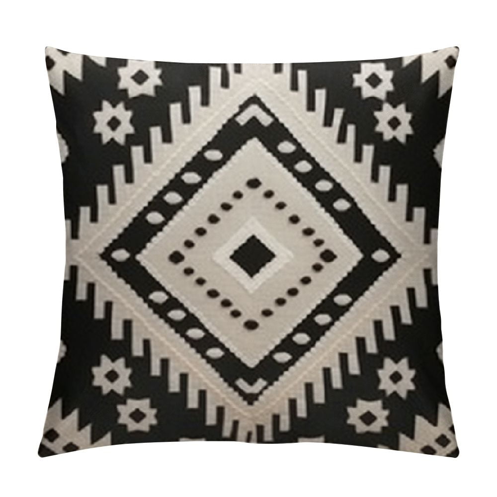 MLJA Black White Gray Brown Southwestern Throw Pillow Cover, Boho ...