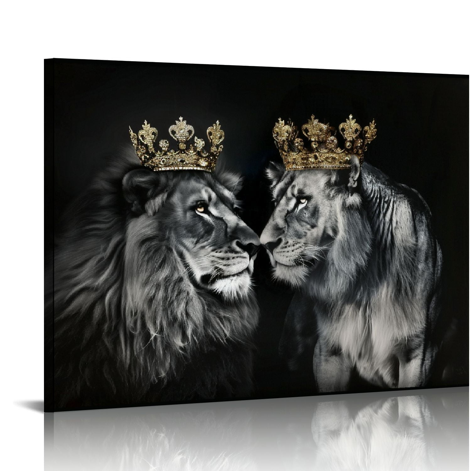COMIO Black and White Lion Pictures Wall Decor King and Queen Lion with ...