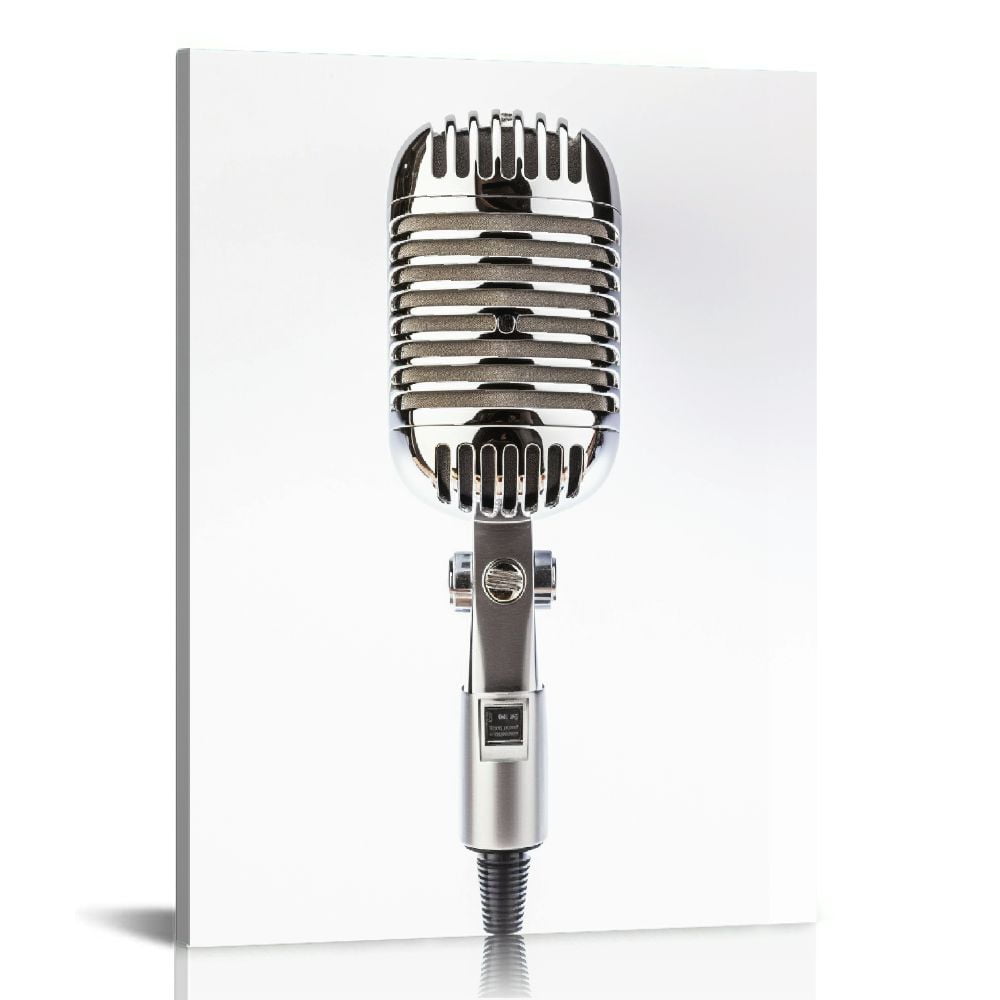 COMIO Black White Microphone Photo Poster Music Wall Art Canvas Print ...