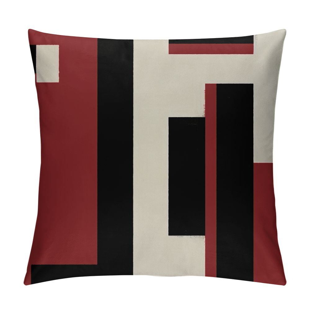 COMIO Black Wine Red Geometric Decorative Cushion Pillow Covers Modern ...