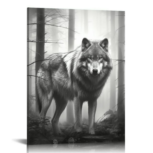 COMIO Black Wolf Decor - Wolf Poster Prints, Wolf Wall Decor Art, White ...
