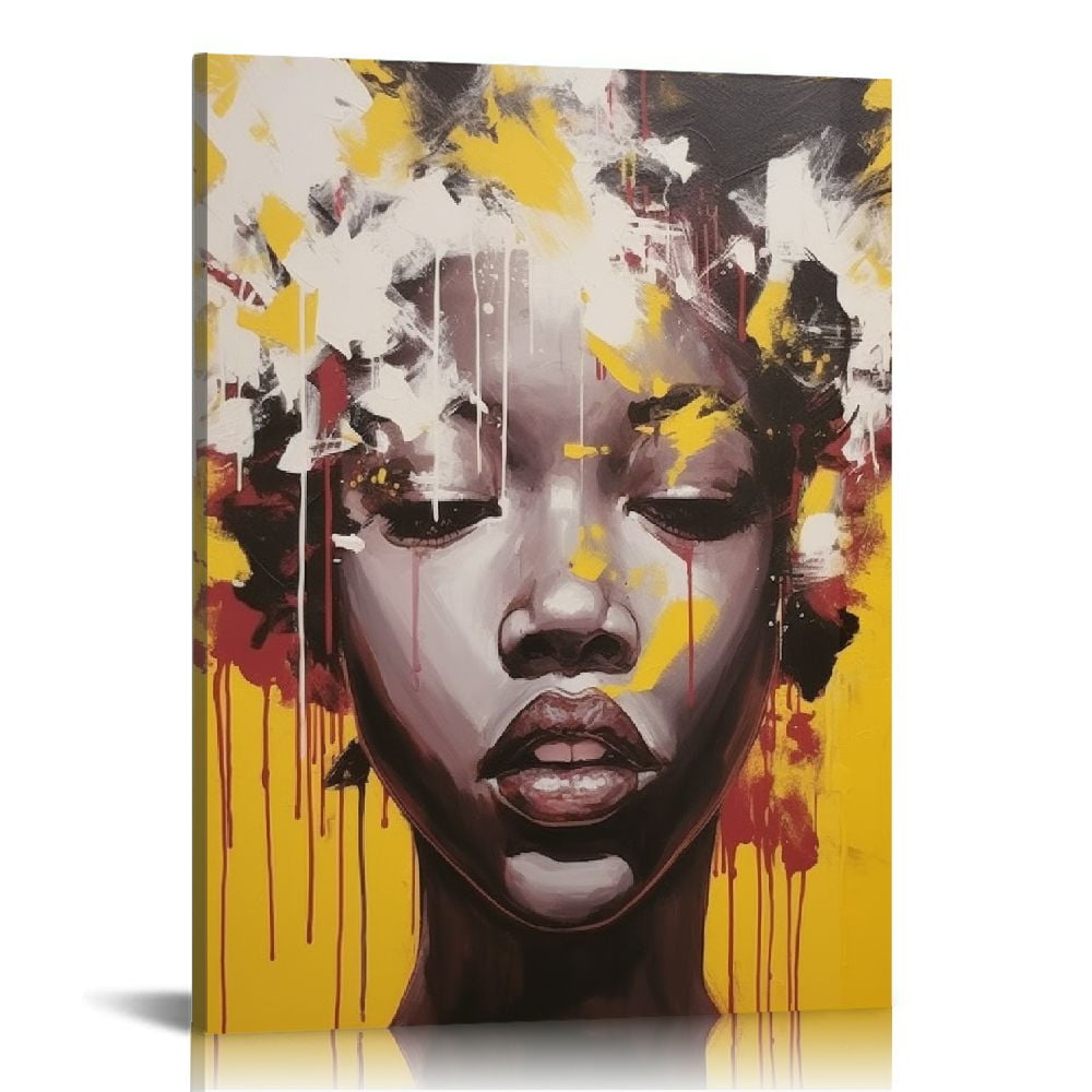 COMIO Black Women Wall Art African American Women Canvas Wall Art Black Girl Wall Art Abstract ...