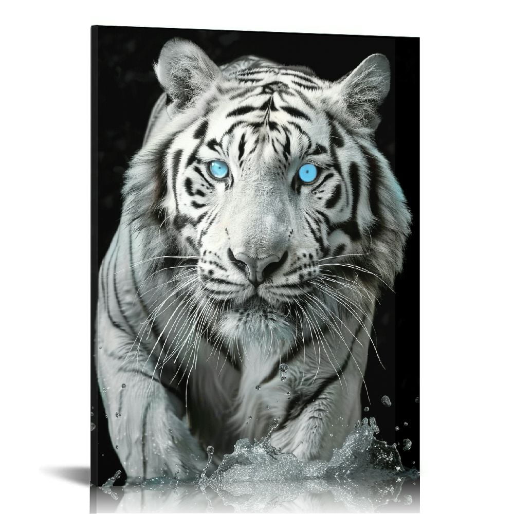 COMIO Black & White Tiger Canvas Wall Art Wild Animal Picture Wall ...