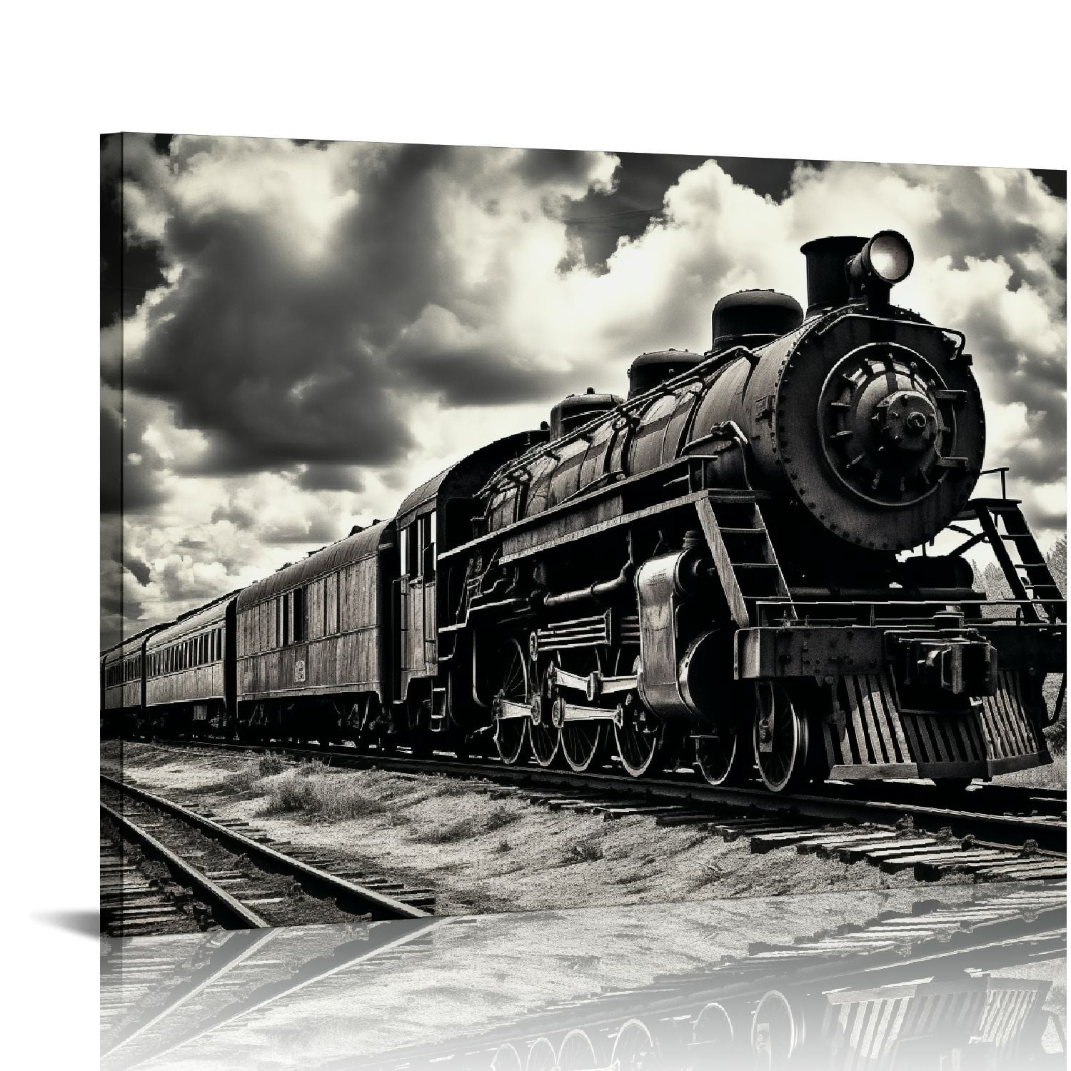COMIO Black and White Train Canvas Wall Art Large Steam Trains in ...
