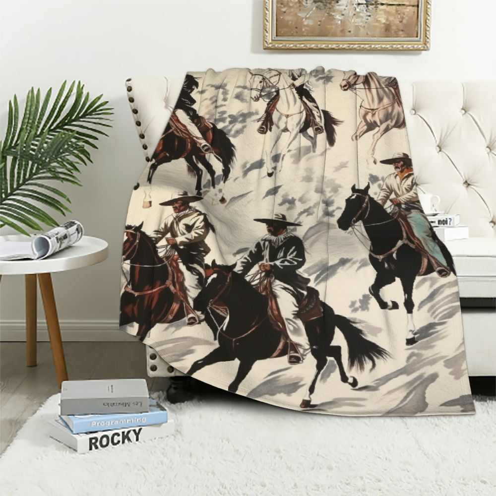 COMIO Black and White Western Throw Blankets Soft Cozy Flannel Western ...