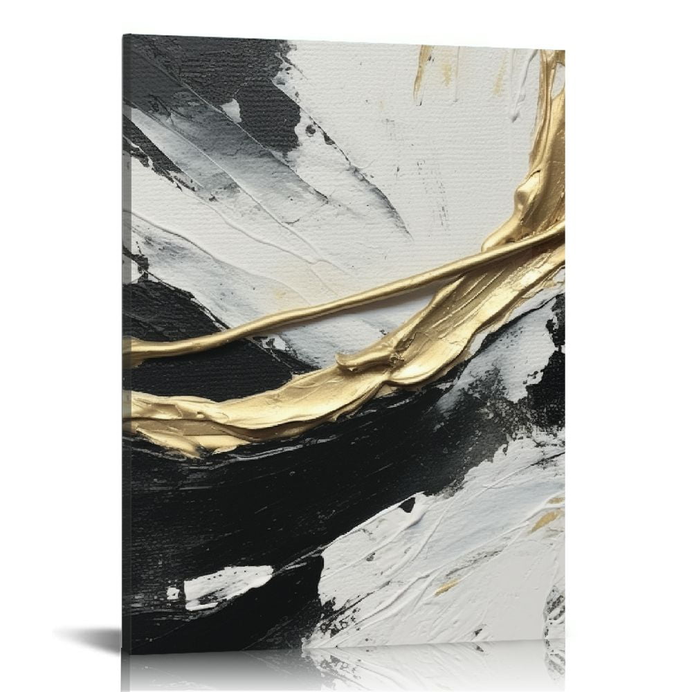 COMIO Black white and grey abstract wall art, canvas wall modern art ...
