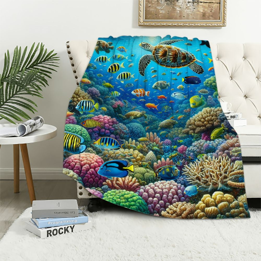 QZHH Blanket Comfort Warmth Soft Plush Throw for Couch Bright Tropical ...