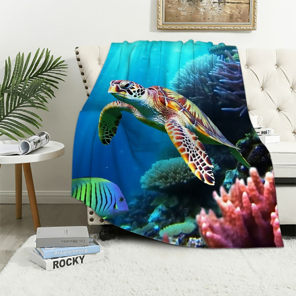 COMIO Blanket Sofa Bed Throw Lightweight Cozy Plush Colorful Underwater ...