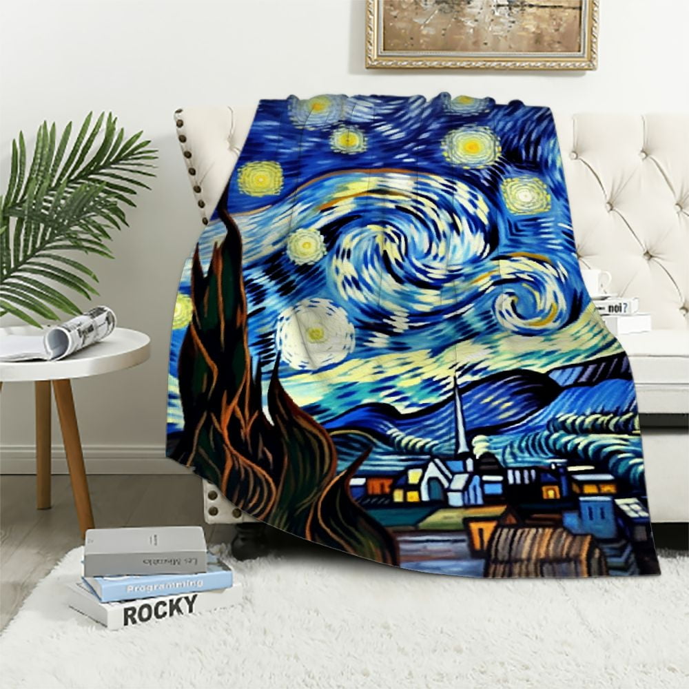COMIO Blanket The Starry Night Art Print Throw Blanket Lightweight Soft ...