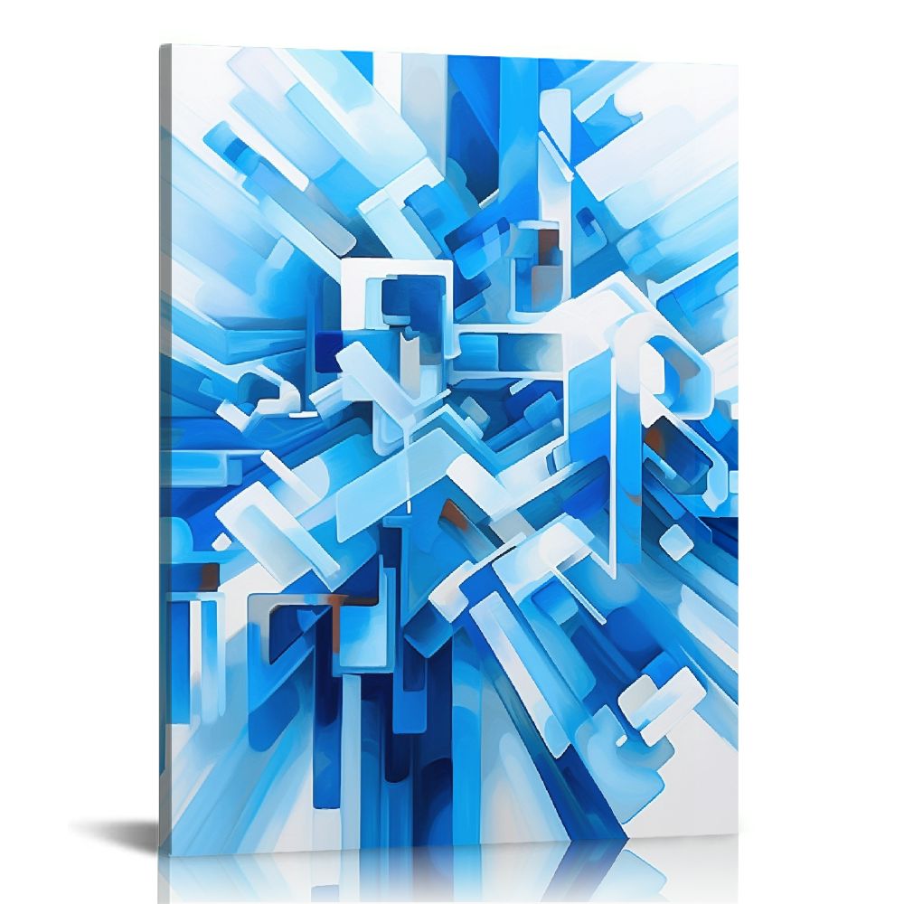 COMIO Blue Abstract Canvas Wall Art For Living Room Bedroom Wall Decor ...