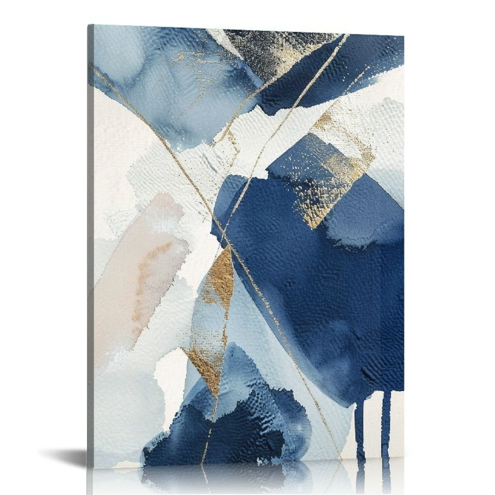 COMIO Blue Abstract Wall Art Blue and Grey Wall Pictures Modern ...