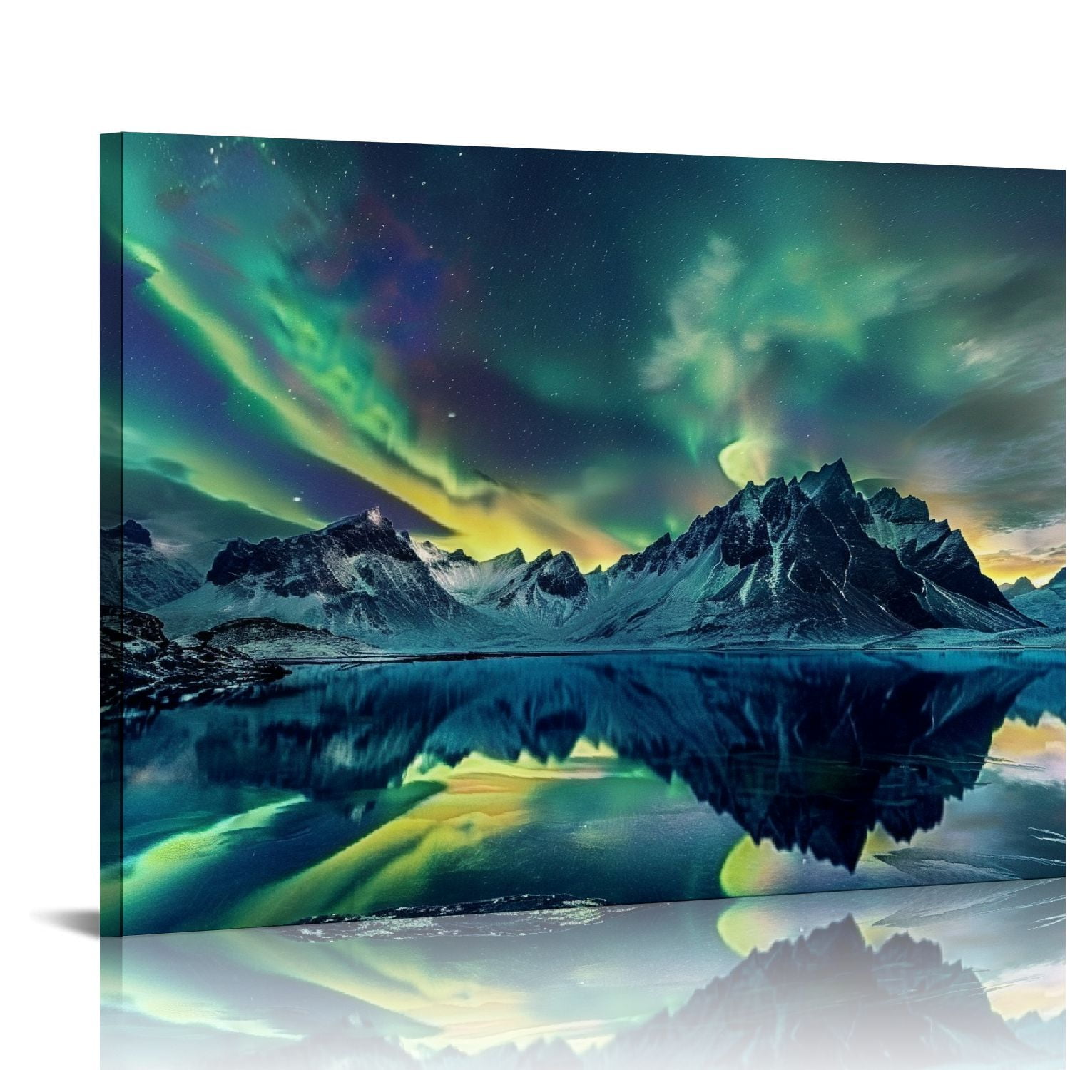 COMIO Blue Aurora Scenery Canvas Pictures Artwork Framed Canvas Wall ...