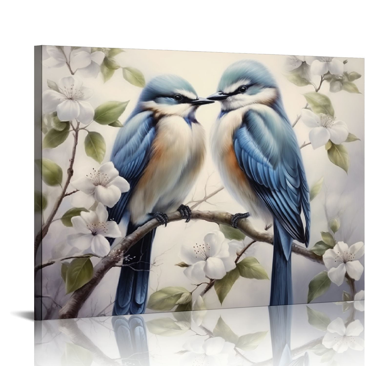 COMIO Blue Bird Paintings Canvas Love Birds Wall Art Tree Branches with ...