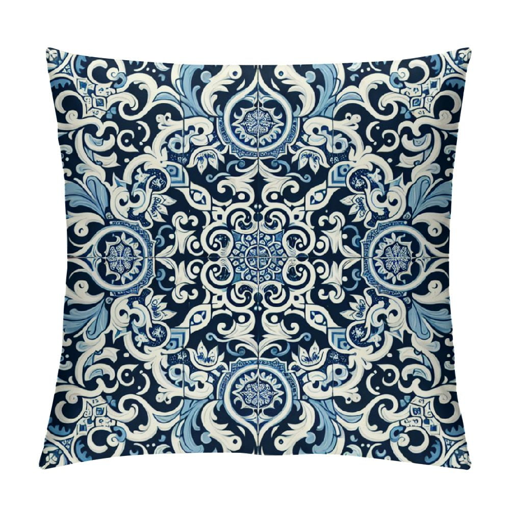 COMIO Blue Chinoiserie Pillow Covers, Blue and White Chinoiserie ...