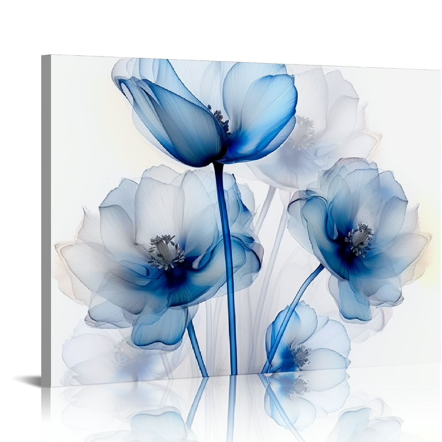 COMIO Blue Flickering Flower Abstract Tulips Flower Paintings Canvas ...