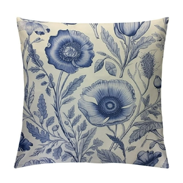 Comio Blue Floral Pillow Covers Blue And White Throw Pillows