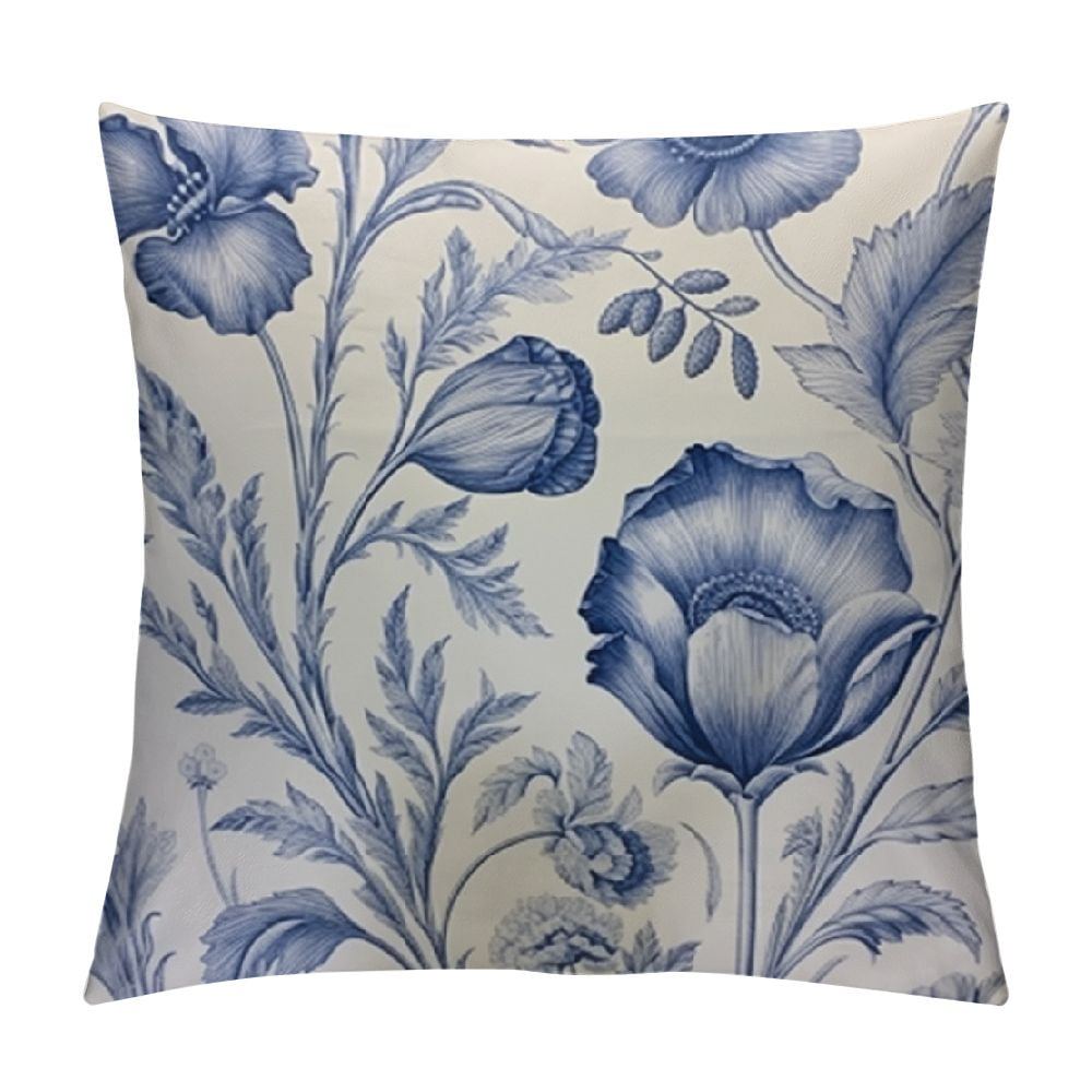 Comio Blue Floral Pillow Covers Blue And White Throw Pillows