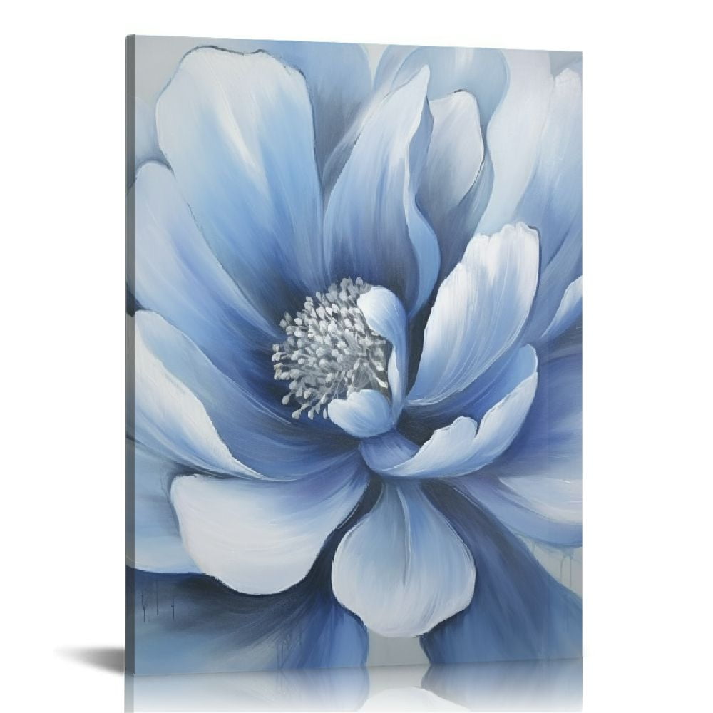 COMIO Blue Flower Canvas Wall Art Flower Blossoming Picture Print Wall ...